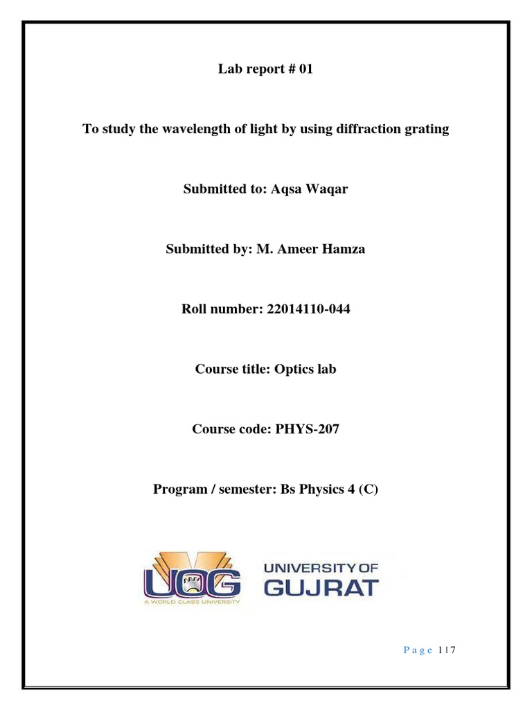 Lab Report 01 | PDF | Diffraction | Wavelength