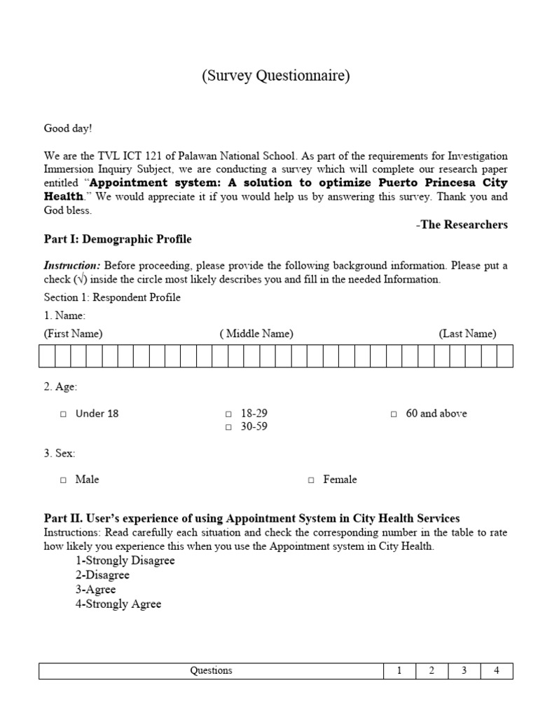 Standard Questionnaire 1 | PDF | Health Care | Questionnaire
