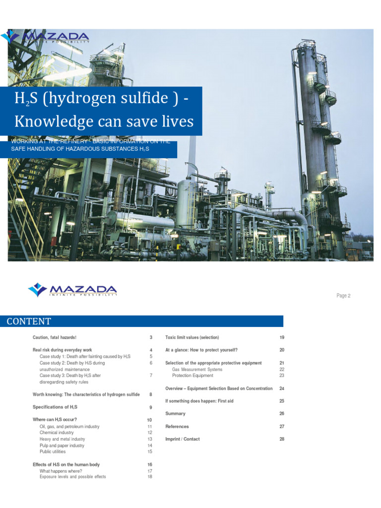 H2S Booklet | PDF | Odor | Oil Refinery