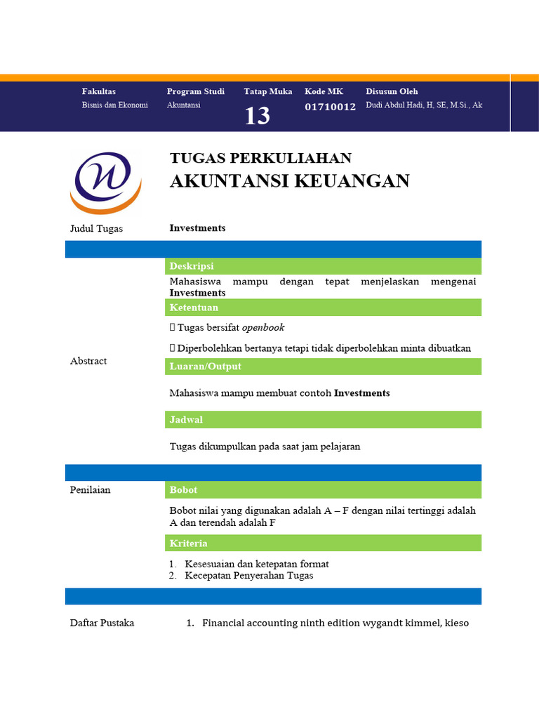 Tugas 13 Investment | PDF | Debits And Credits | Stocks