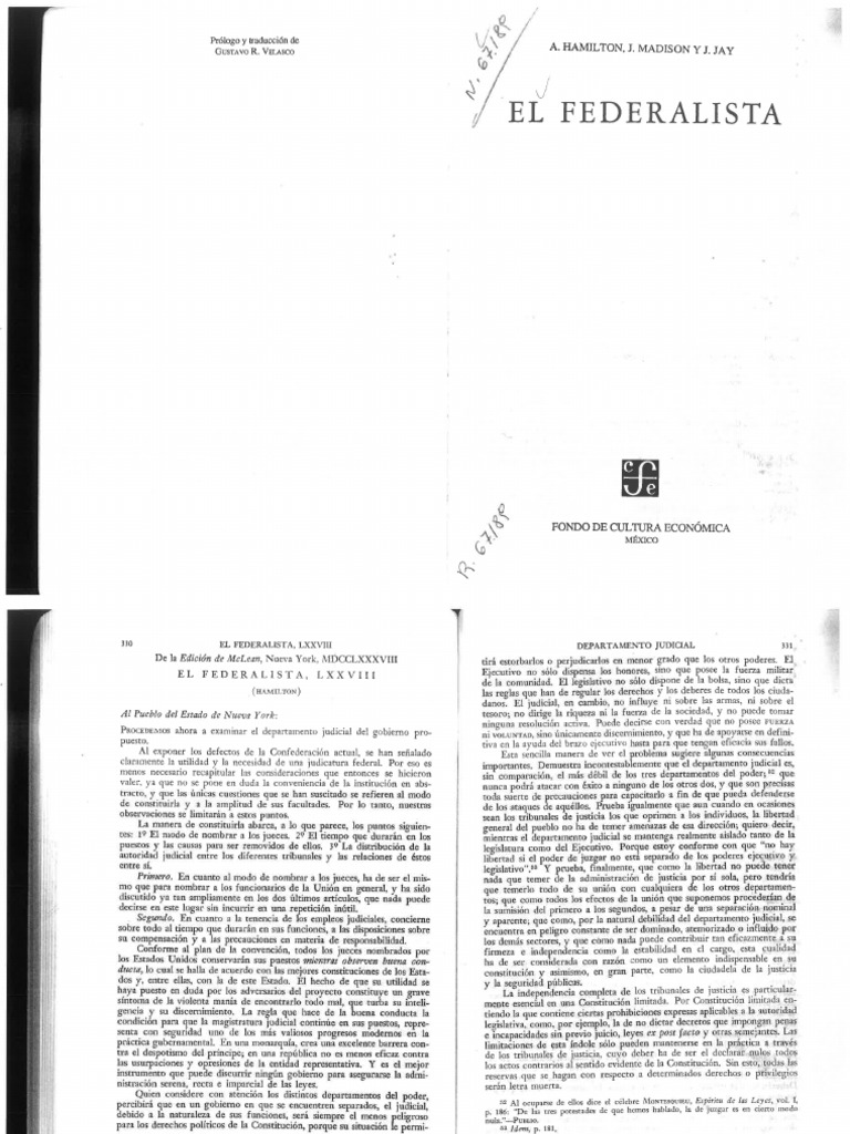 1.2. HAMILTON. El Federalista. Artículo 78 | PDF
