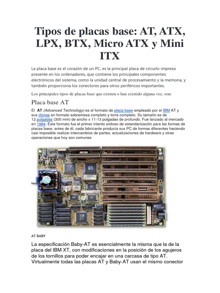 Tipos de Placas Base | PDF | Arquitectura X86 | Microcomputadoras