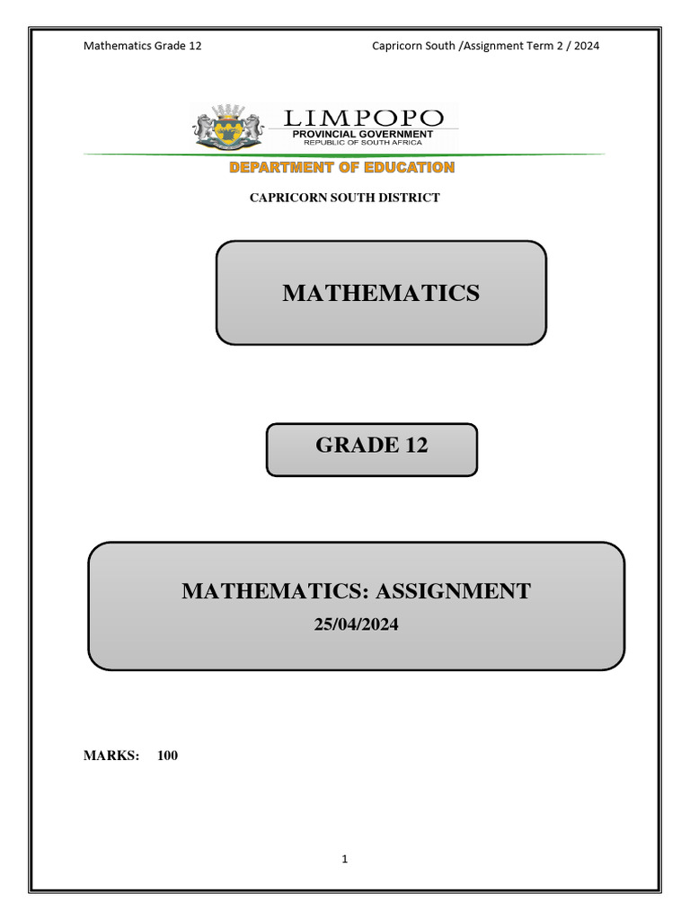 2024 Grade 12 Assignment | PDF | Circle | Classical Geometry