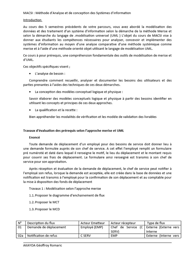 Analyse et Conception de Systèmes d'Information | PDF