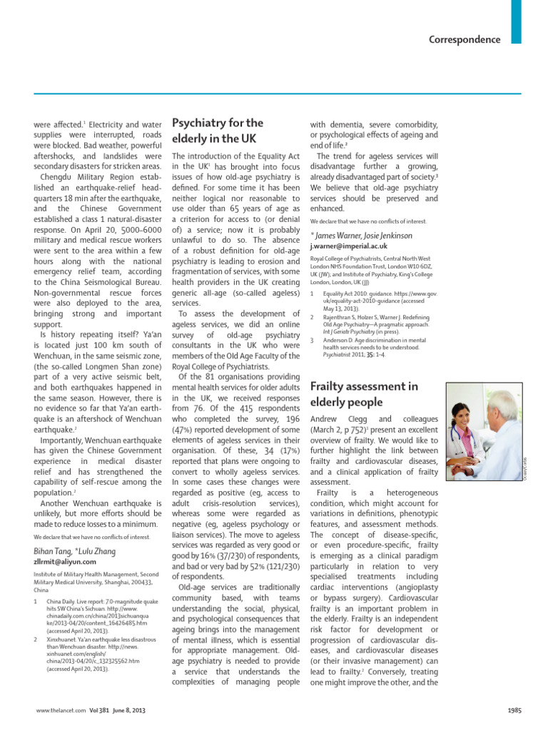 Frailty Assessment in Elderly People | PDF | Cardiovascular Diseases ...