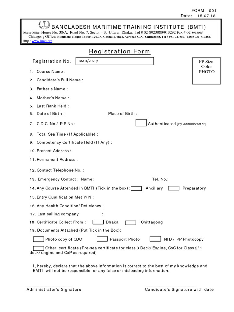 001-Registration Form | PDF
