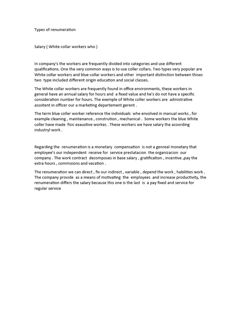 Types of Renumeration | PDF