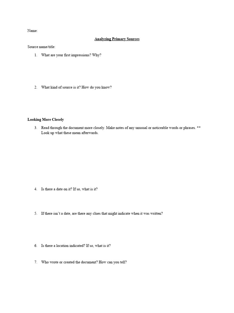 Primary Source Analysis Guide | PDF