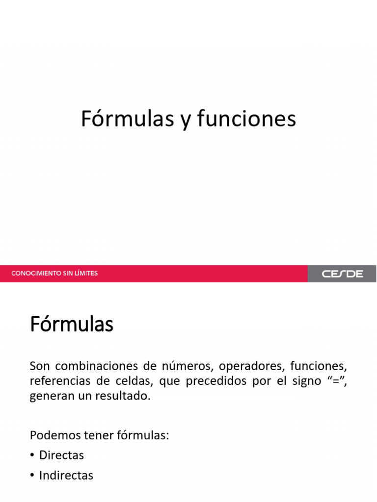 Fórmulas y Funciones | PDF | Microsoft Excel | Matemáticas