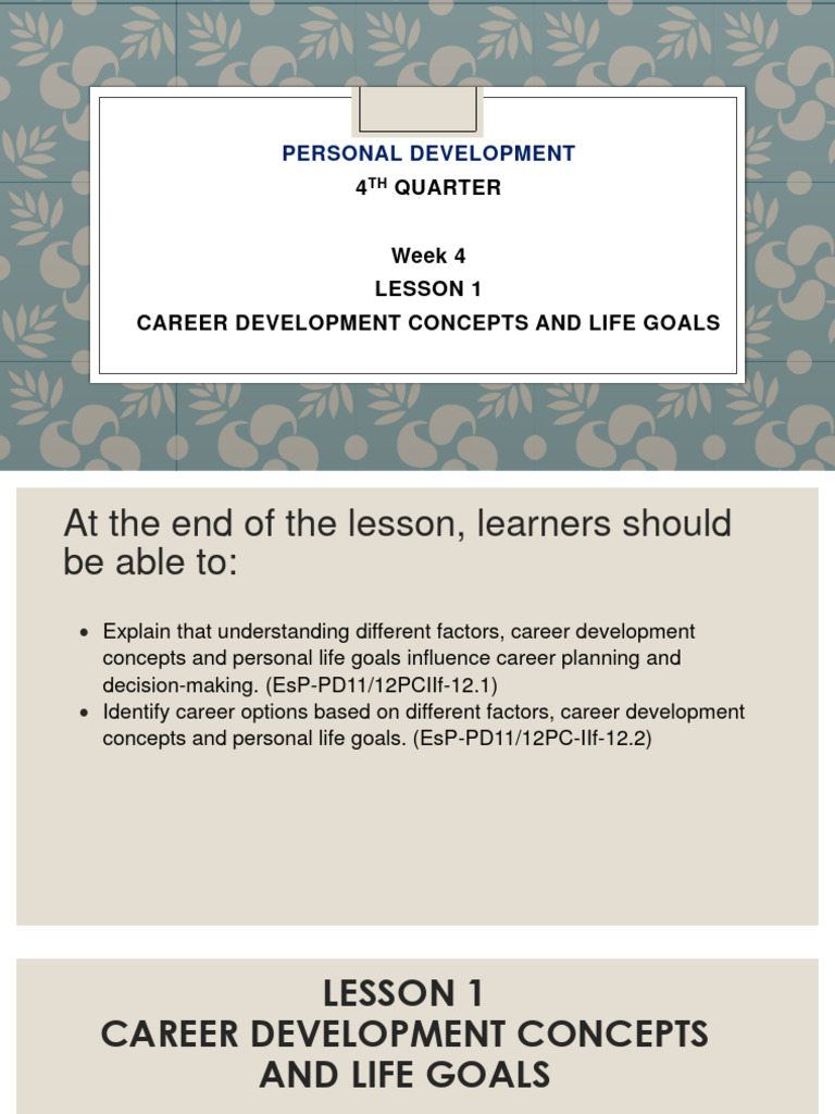 Career Development and Life Goals Guide | PDF | Goal | Learning