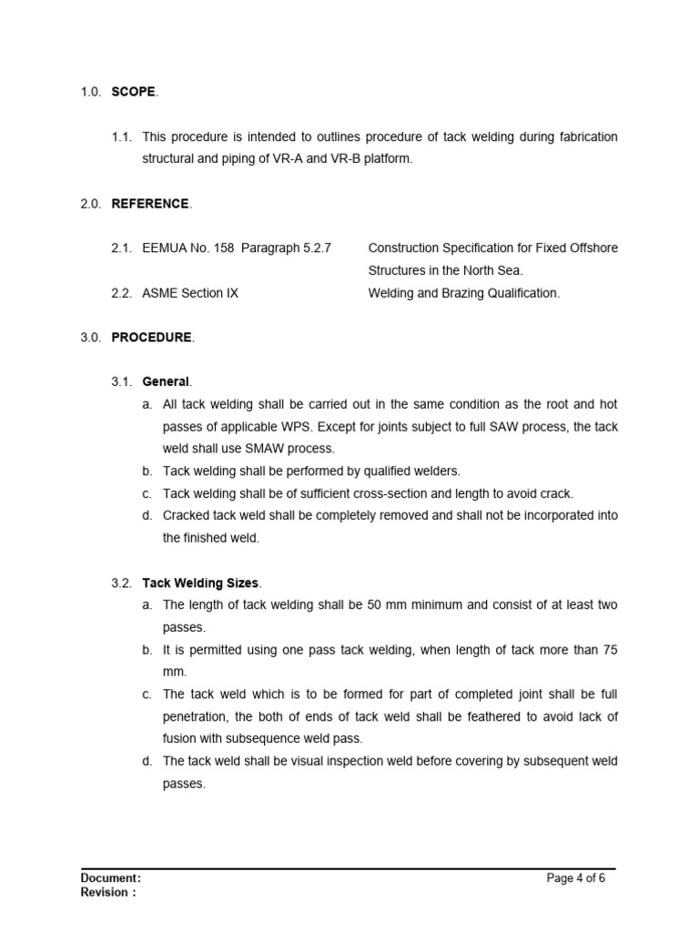 Tack Welding Procedure for Structures | PDF | Welding | Construction