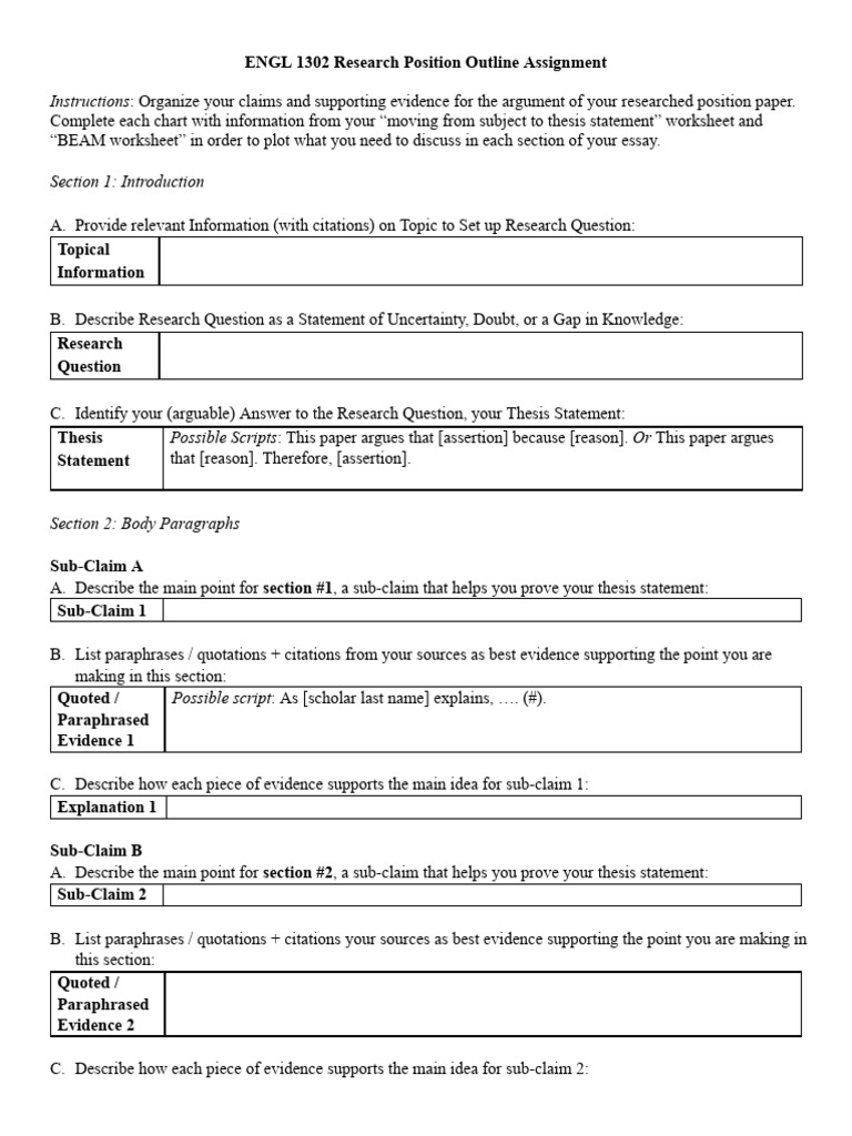 Researched Position Outline 4 | PDF | Evidence | Argument