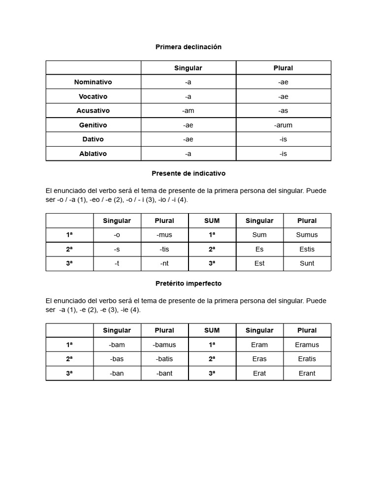 Primera y Segunda Declinación Latín | PDF | Relaciones sintácticas ...