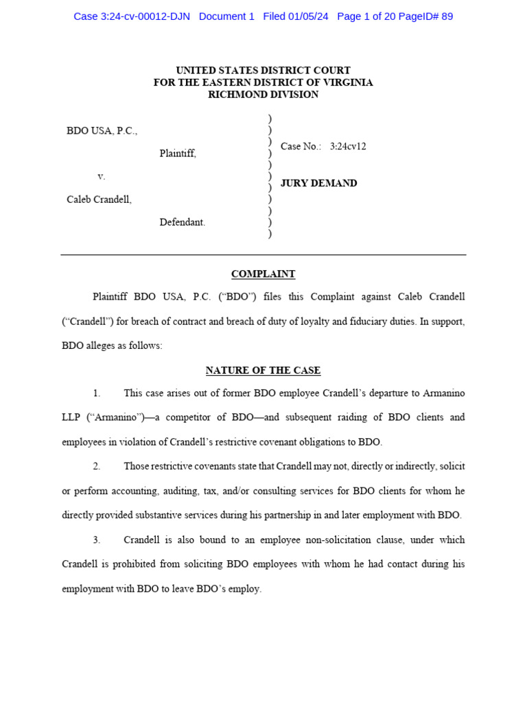 BDO USA v. Crandell: Contract Breach Case | PDF | Legal Remedy | Damages