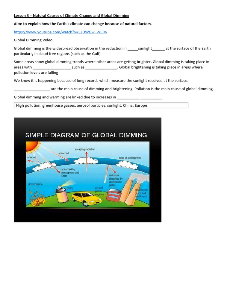 Lesson 3 - Natural Causes of Climate Change | PDF | Earth | Sun