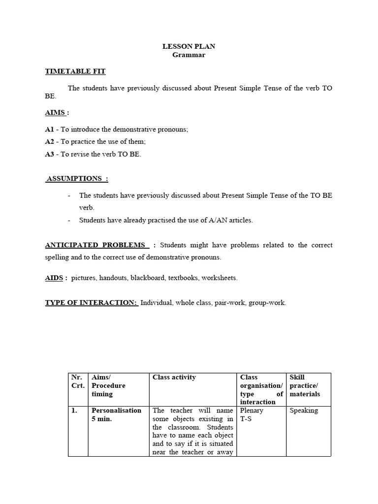 LESSON-PLAN Grammar | PDF | Lesson Plan | Teachers