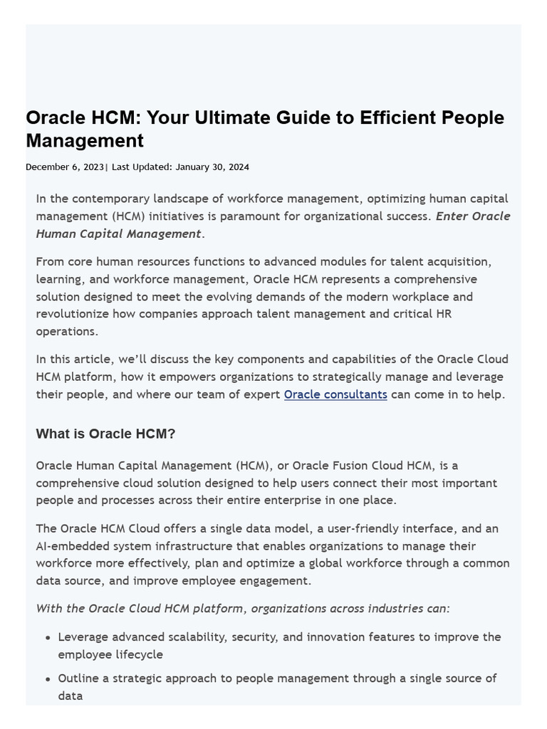 Oracle HCM - Your Ultimate Guide To Efficient People Management | PDF ...