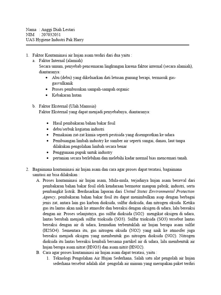 Anggi Diah Lestari - UAS Higiene Industri Pak Hary | PDF