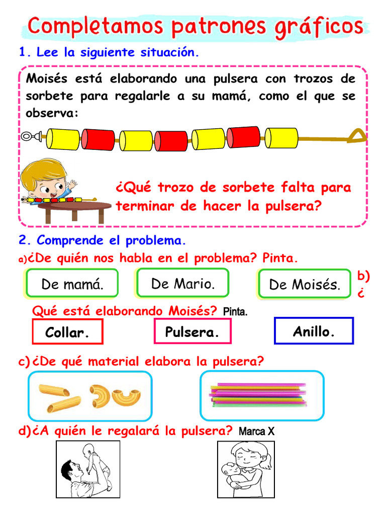 Hoja De Trabajo De Patrones De Primer Grado Completa La Hoja De