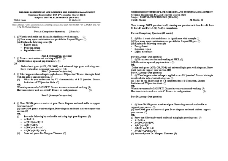 Digital Electronics Fundamentals | PDF | Field Effect Transistor | P–N ...