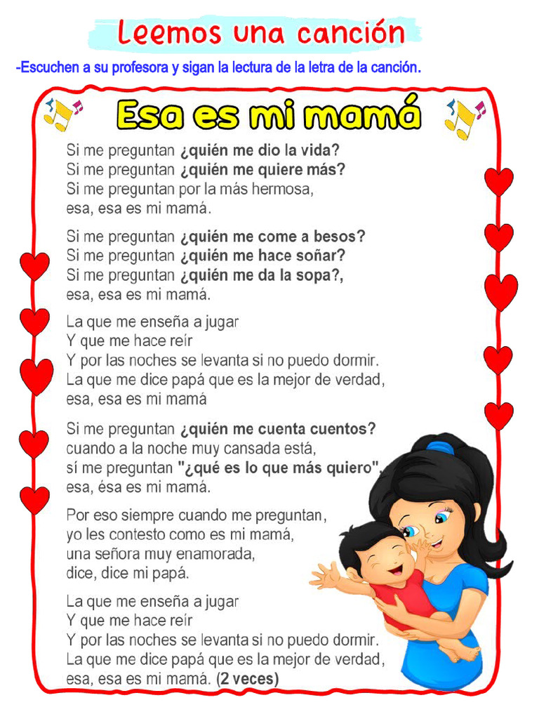 Ficha Canción Esa Es Mi Mamá 2024 Pdf