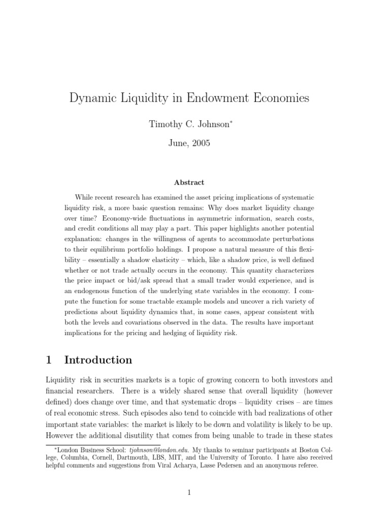 Understanding Dynamic Liquidity Factors | PDF | Market Liquidity ...