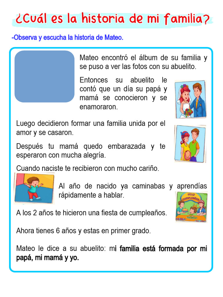 Ficha CuÁl Es La Historia De Mi Familia Pdf