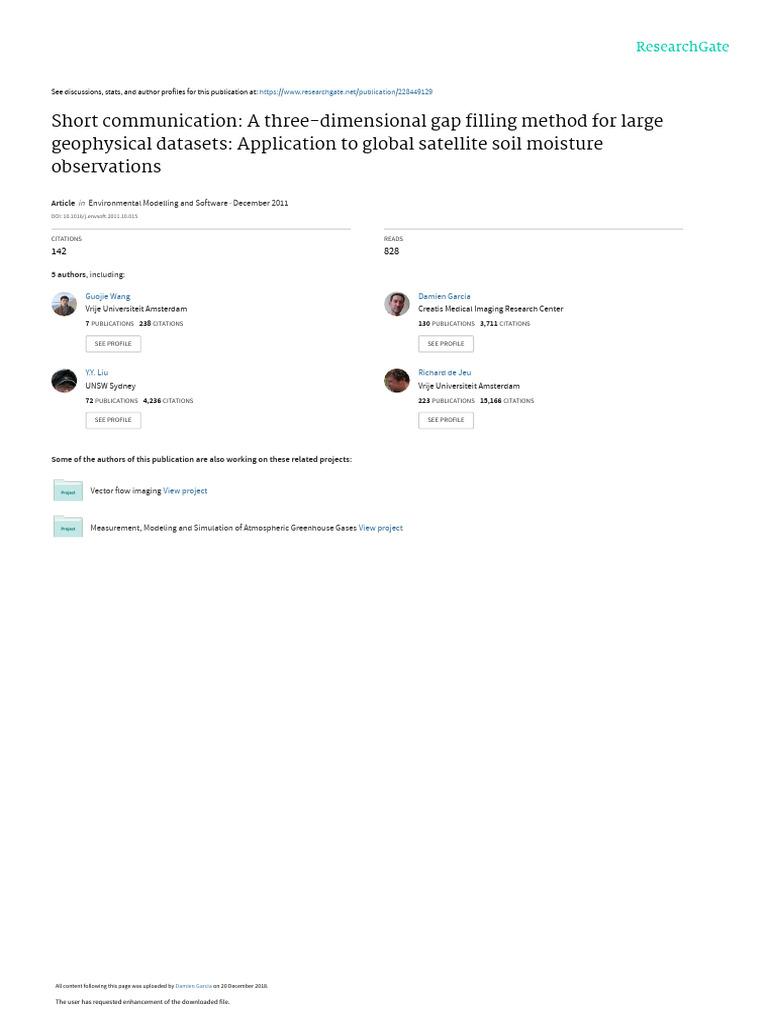 A Three-Dimensional Gap Filling Method For Large Geophysical Datasets ...