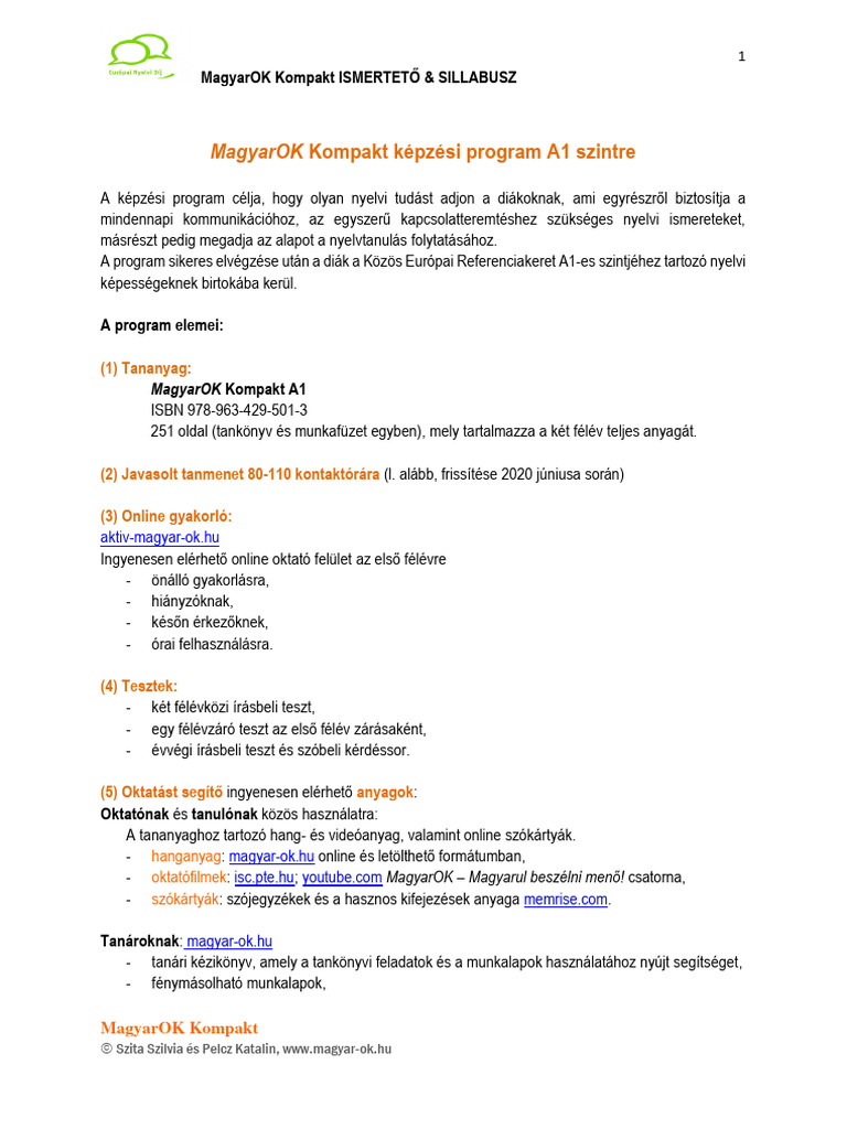 Mok Komkapt Ismerteto Sillabusz | PDF