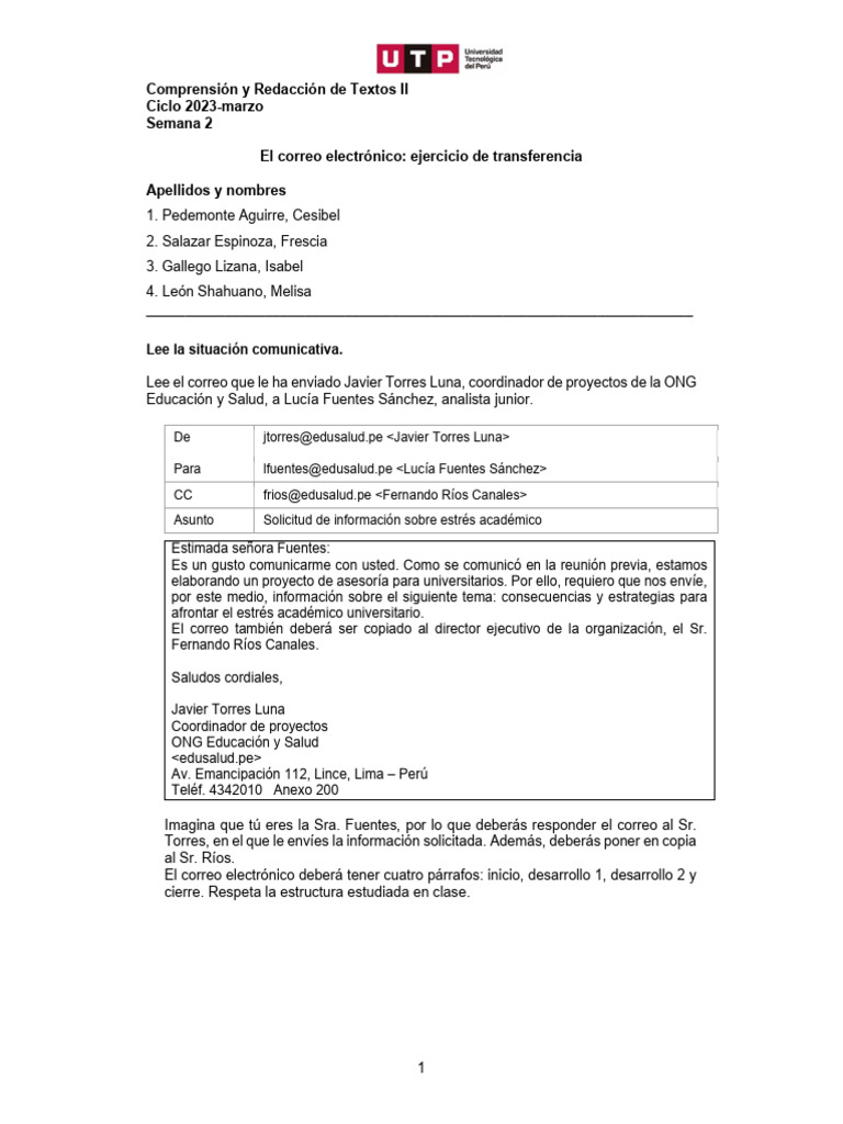 S01. s2 - Ejercicio VERSIÓN BORRADOR | PDF | Estrés (biología)