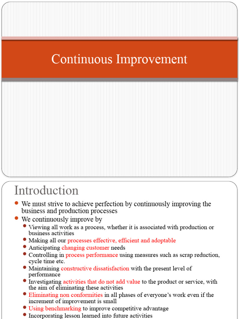 Continuous Improvement | PDF | Business | Business Process