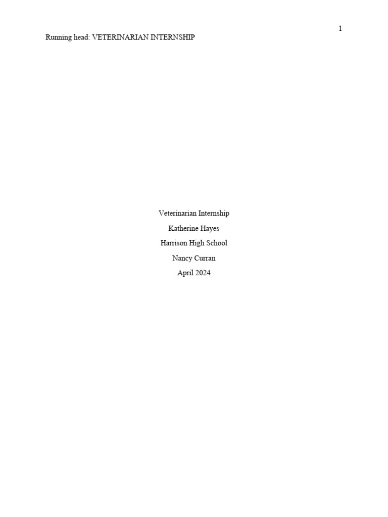 Apa Research Paper Internship | PDF | Veterinary Medicine | Medicine