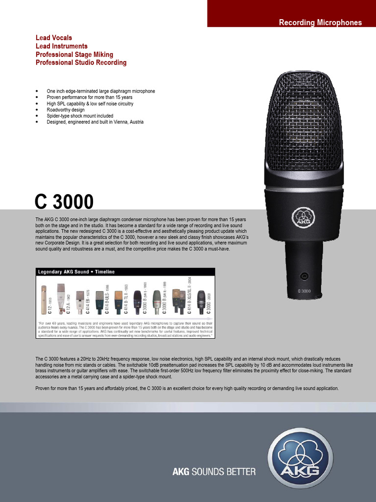 AKG C3000 Brochure - 2009 | PDF | Microphone | Recording