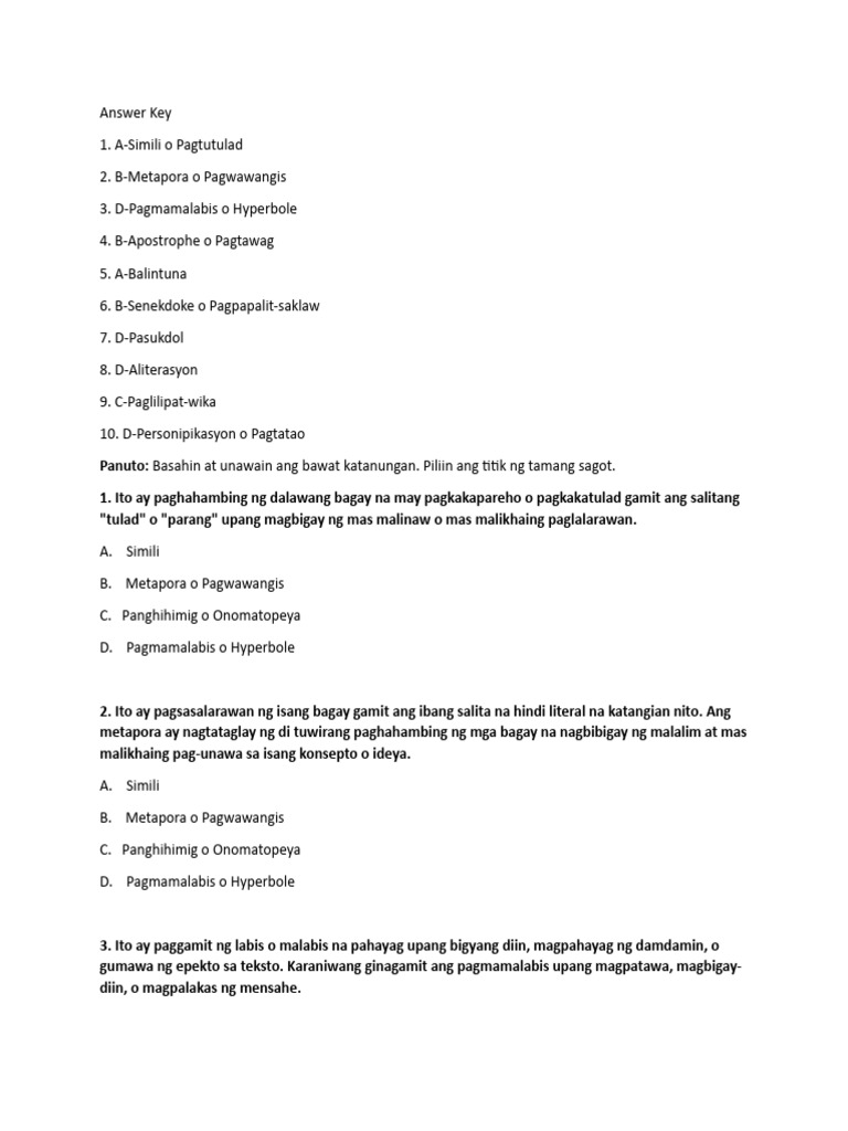 A - Filipino Sagot | PDF