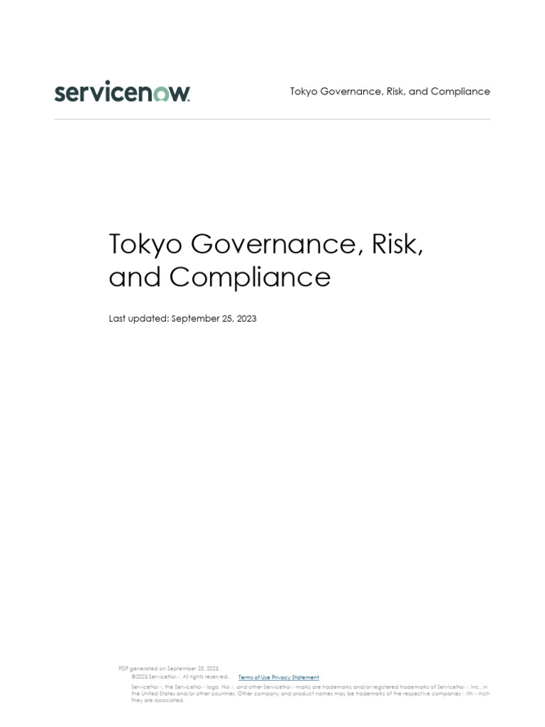 Tokyo Governance Risk and Compliance 9-25-2023 | PDF | Risk | Trademark