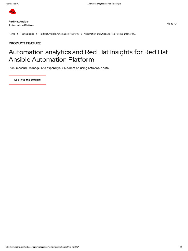 12.2.11 - Automation Analytics and Red Hat Insights | PDF | Analytics | Red Hat