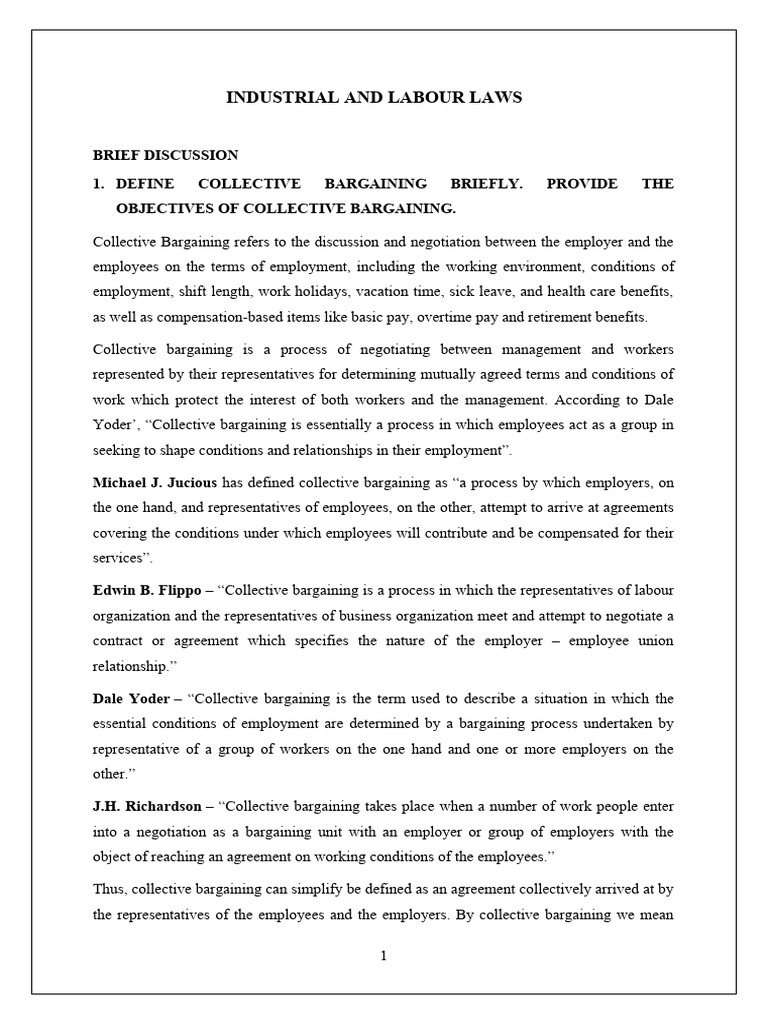 Industrial and Labour Laws | PDF | Collective Bargaining | Employment