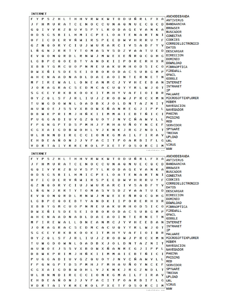 Sopa Letras Internet | PDF