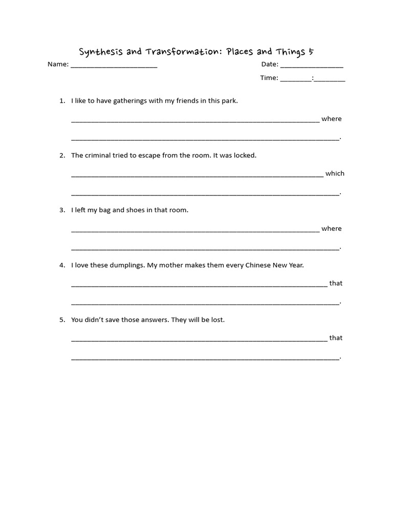 Synthesis and Transformation Worksheet | PDF