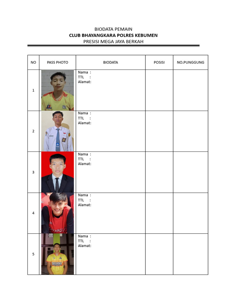 Contoh Data Base Pemain Bola Voli Pdf