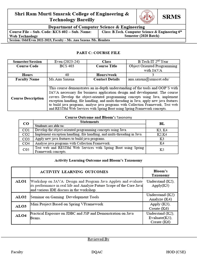 BCS 403 | PDF | Class (Computer Programming) | Java (Programming Language)