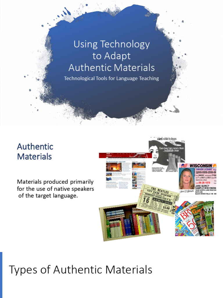 Using Technology To Adapt Authentic Materials | PDF | Language ...