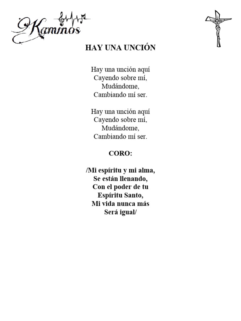 Letra de "Hay una unción aquí" | PDF