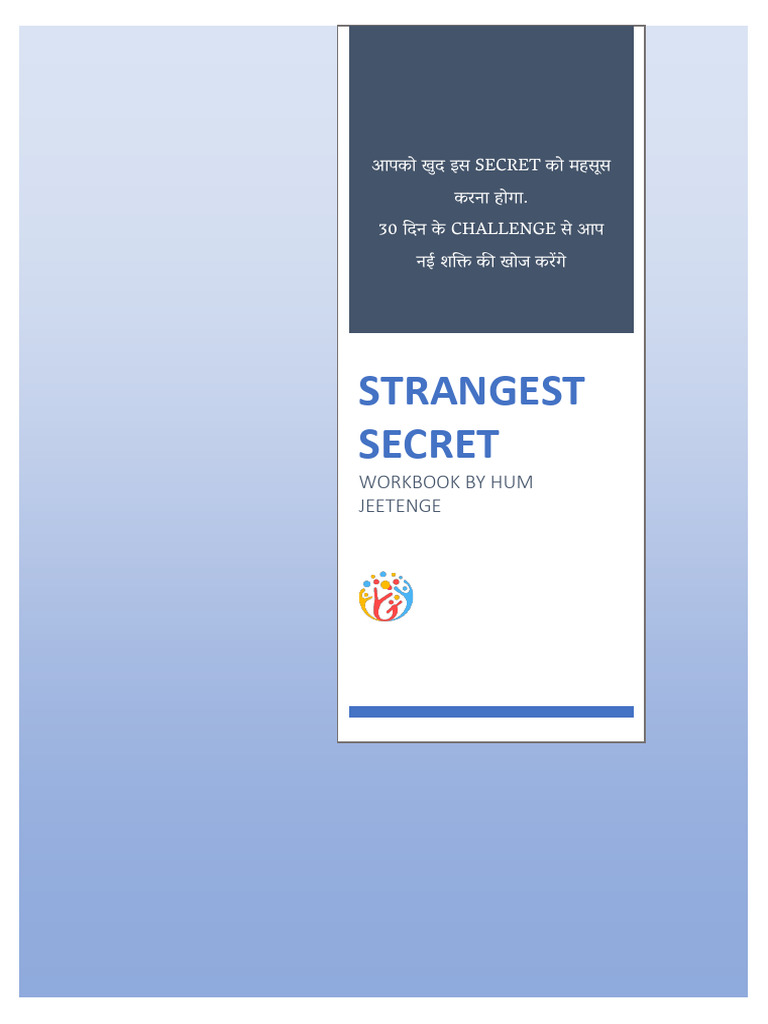 Strangest Secret WorkBook HumJeetenge | PDF | Cognition | Cognitive Science