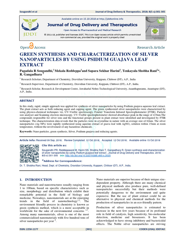 Green Synthesis of Silver Nanoparticles | PDF | Nanoparticle ...
