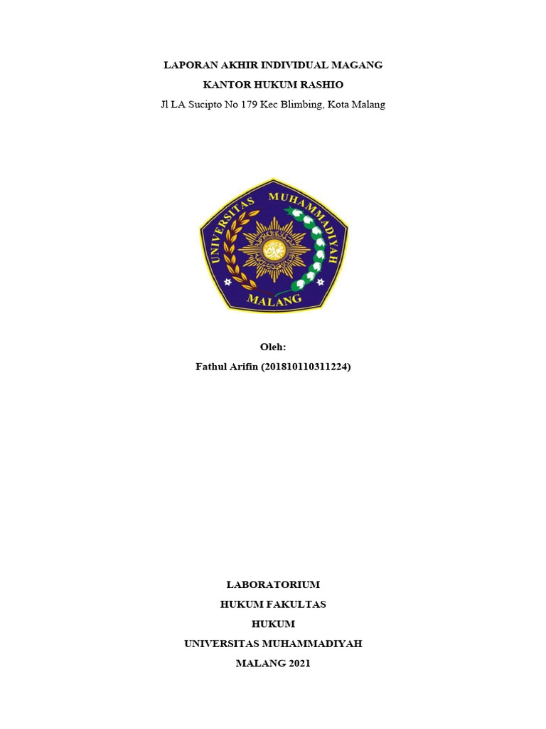 Laporan Magang di Kantor Hukum Rashio | PDF