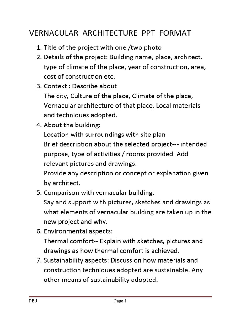 Vernacular Architecture PPT Format | PDF