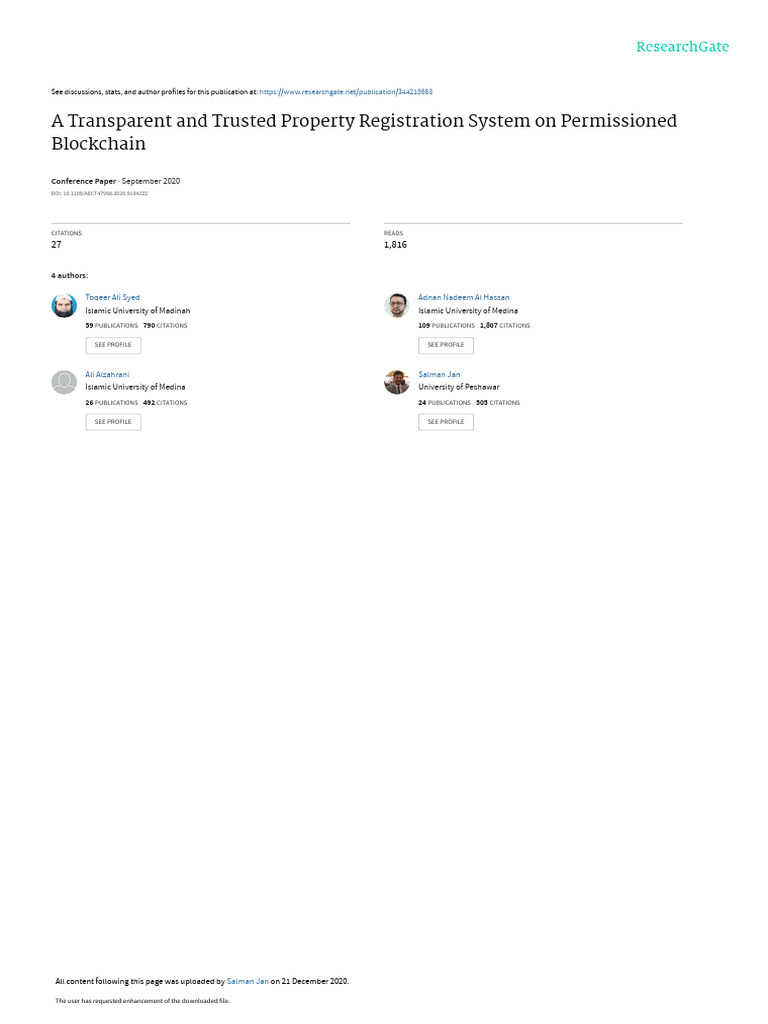Blockchain-Based Property Registration System | PDF | Computing ...