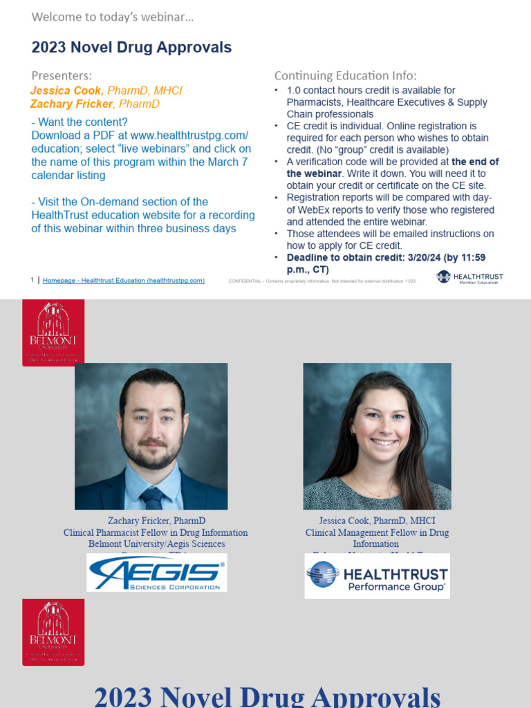 Final 2023 New Drug Update To Belmont | PDF | Medicine | Clinical Medicine