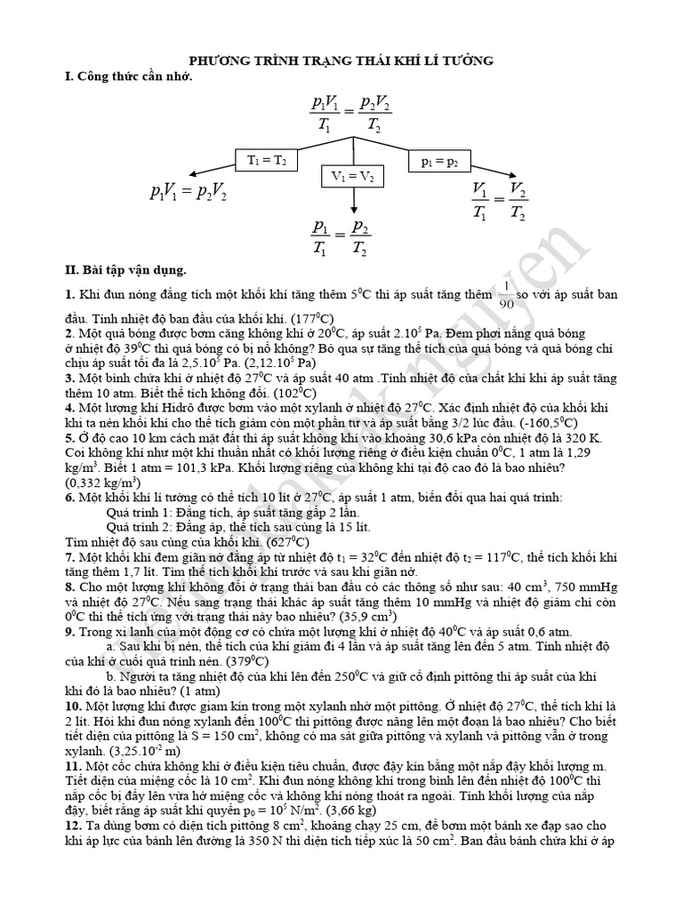 Bai Tap Phuong Trinh Trang Thai Khi Li Tuong Rat Hay | PDF